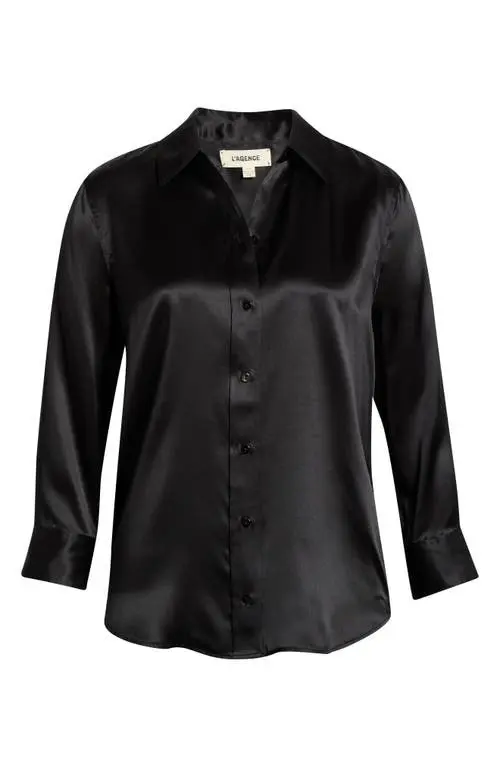 L'Agence Dani Silk Charmeuse Blouse - Black/black