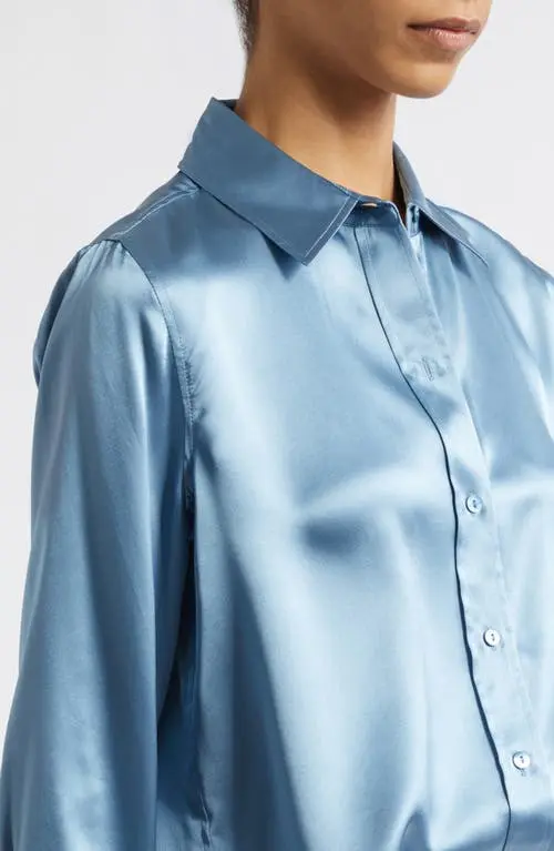 L'Agence Dani Silk Charmeuse Blouse - Blue Mist B