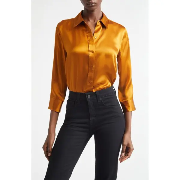 L'AGENCE Dani Silk Charmeuse Blouse - Dijon