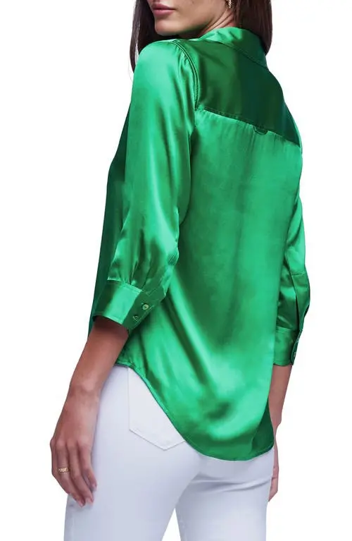 L'Agence Dani Silk Charmeuse Blouse - Grass Green