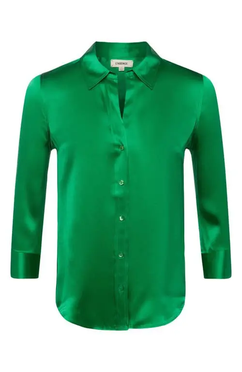 L'Agence Dani Silk Charmeuse Blouse - Grass Green