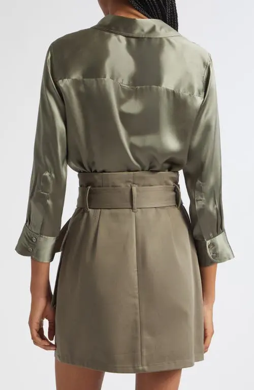 L'AGENCE Dani Silk Charmeuse Blouse - Smokey Olive