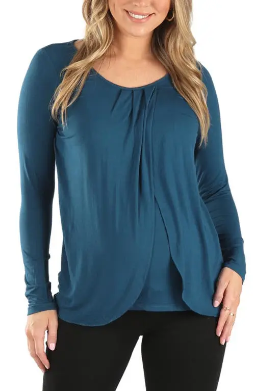 ANGEL MATERNITY Petal Front Maternity/nursing Top - Teal