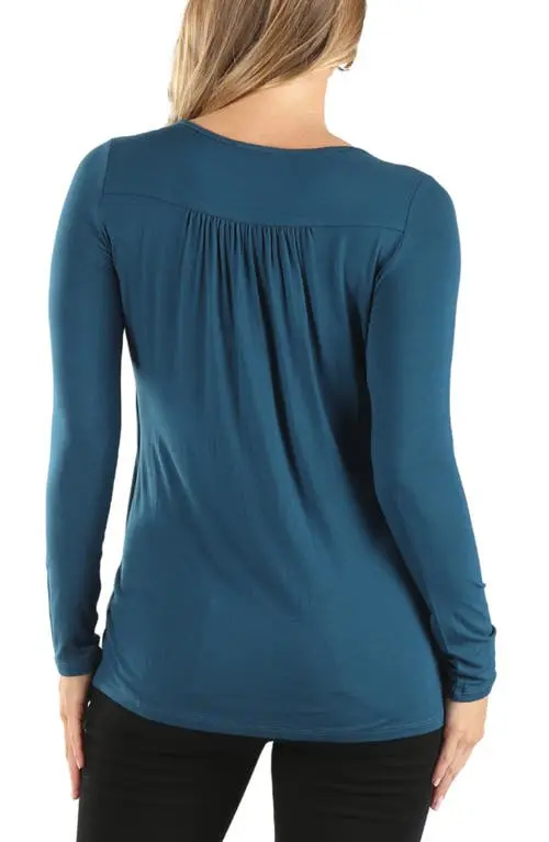 ANGEL MATERNITY Petal Front Maternity/nursing Top - Teal