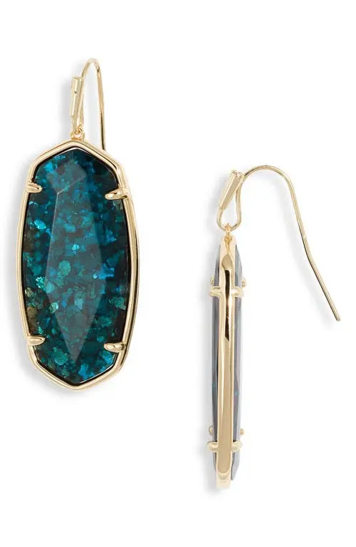 Kendra Scott Elle Faceted Drop Earrings - Gold Dark Teal Mica