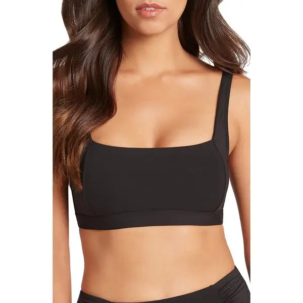 SEA LEVEL Squareneck Bralette Bikini Top - Black