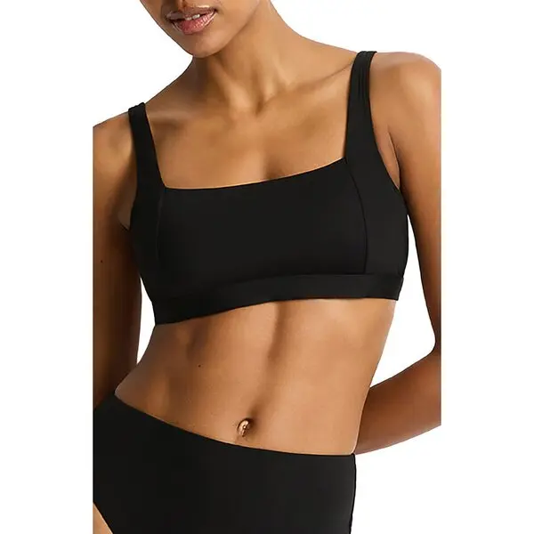 SEA LEVEL Squareneck Bralette Bikini Top - Black