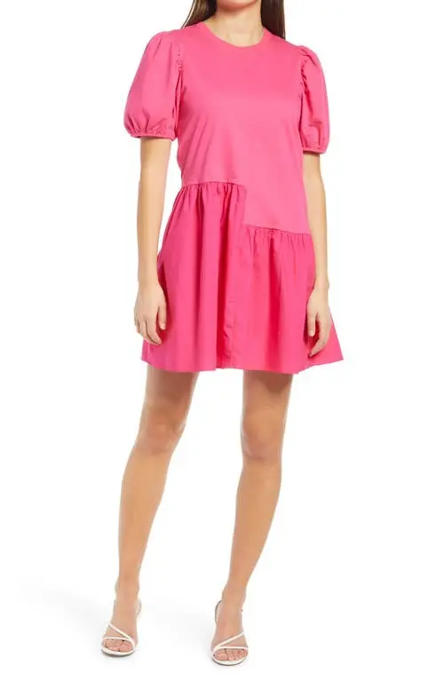 English Factory Puff Sleeve Mini Dress - Fuchsia