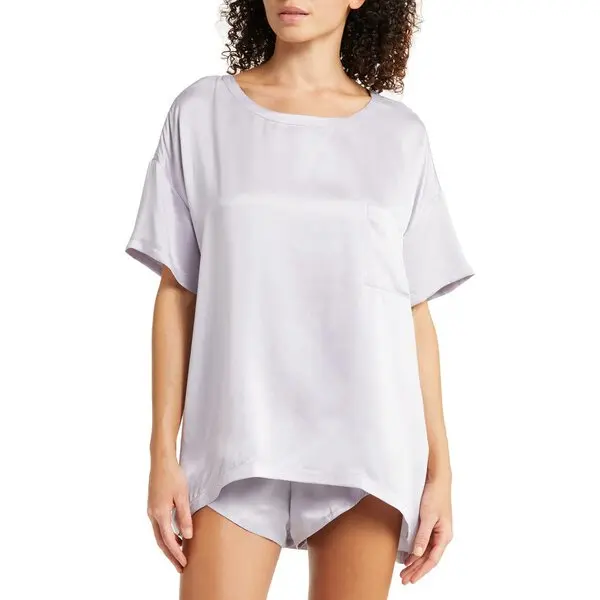 Lunya Washable Silk Tee Short Pajamas - Crescent Lavender