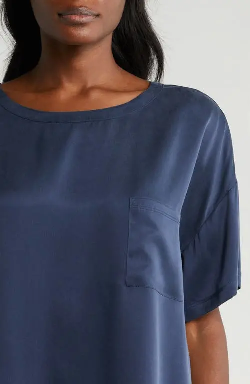 Lunya Washable Silk Tee Short Pajamas - Deep Bluednu