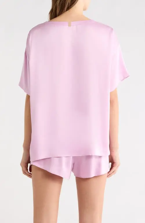 Lunya Washable Silk Tee Short Pajamas - Lilac Bloom