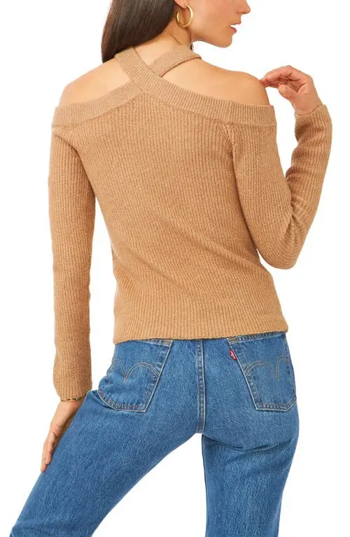1.State Cross Neck Cold Shoulder Sweater