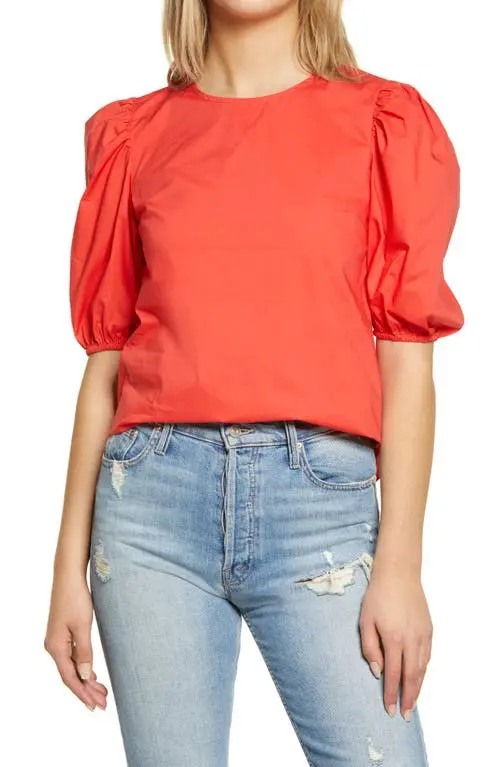 English Factory Puff Sleeve Top - Red