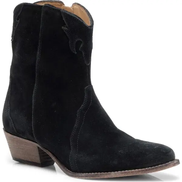 Free People New Frontier Western Booties - Black Suede