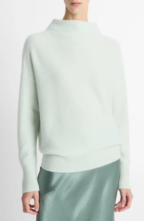 Vince Boiled Cashmere Funnel Neck Pullover - Aloe