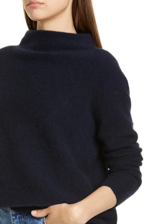 Vince Boiled Cashmere Funnel Neck Pullover - Coastal Blue
