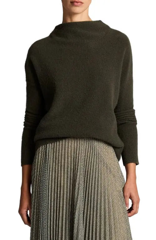 Vince Boiled Cashmere Funnel Neck Pullover - Dark Moss
