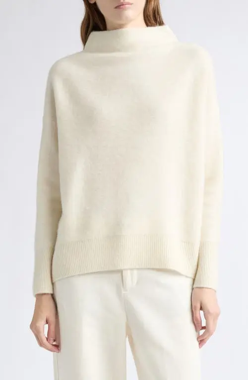 Vince Boiled Cashmere Funnel Neck Pullover - Off White