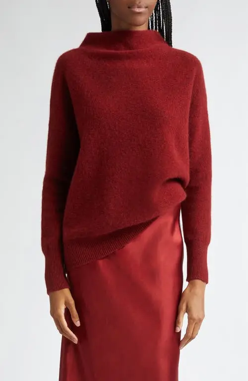 Vince Boiled Cashmere Funnel Neck Pullover - Ruby Ink