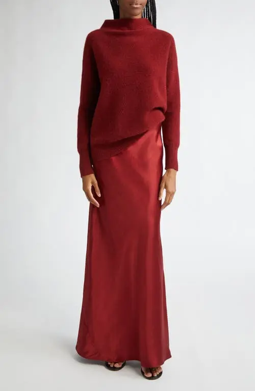 Vince Boiled Cashmere Funnel Neck Pullover - Ruby Ink