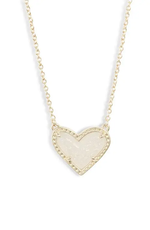 Kendra Scott Ari Heart Pendant Necklace - Gold/iridescent Drusy