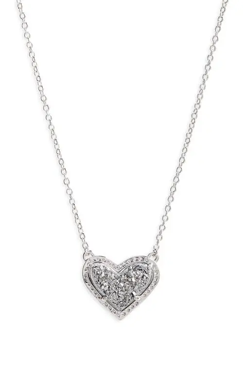 Kendra Scott Ari Heart Pendant Necklace - Platinum Drusy