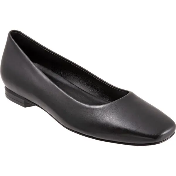 Trotters Honor Leather Flat - Black Leather