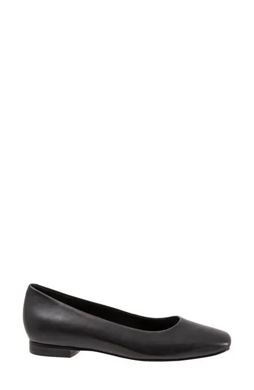 Trotters Honor Leather Flat - Black Leather