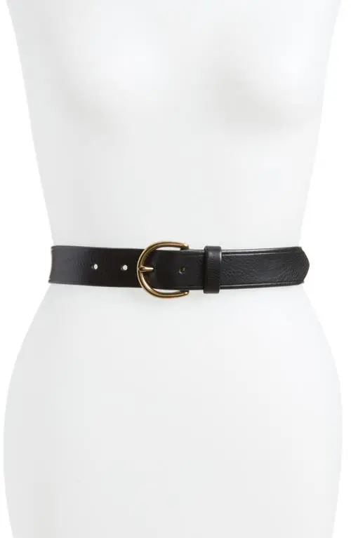 Madewell Leather Belt - True Black/gold