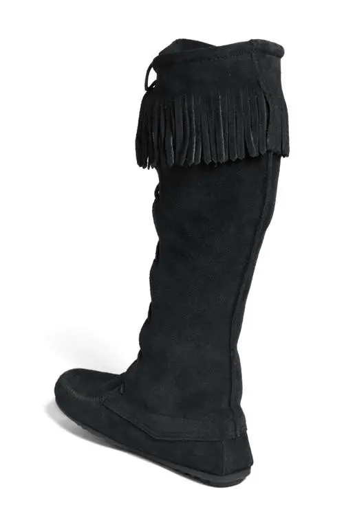 Minnetonka Lace-up Boots - Black Suede