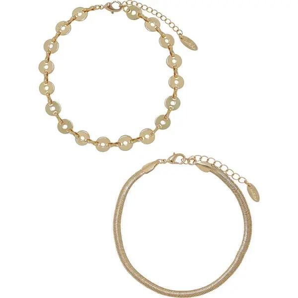 Ettika Disc & Flat Chain Anklet Set - Gold