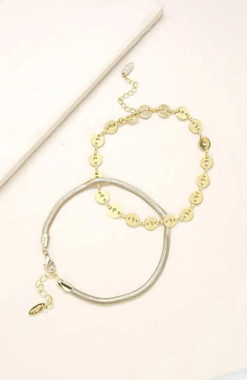 Ettika Disc & Flat Chain Anklet Set