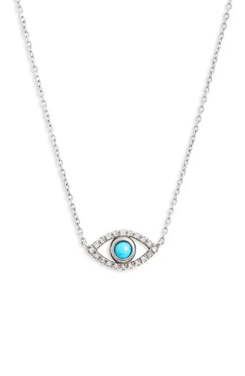 Anzie Evil Eye Turquoise Pendant Necklace - Silver