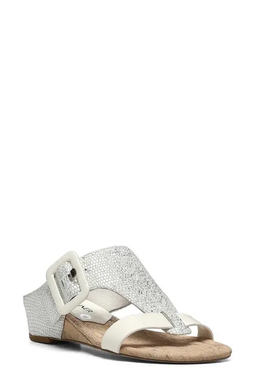 DONALD PLINER Ofelia Embossed Leather Sandals - Silver Bone