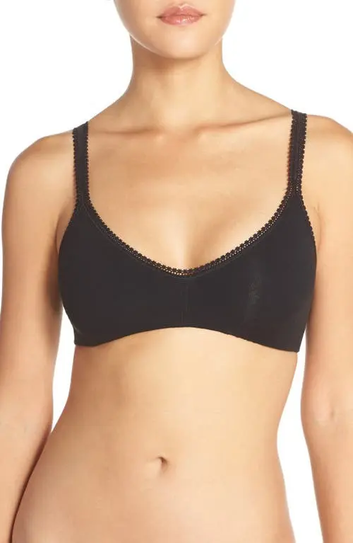 ON GOSSAMER Stretch Cotton Bralette - Black