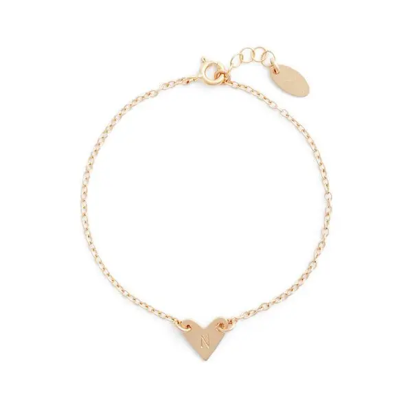 NASHELLE Initial Heart Bracelet - Gold-n