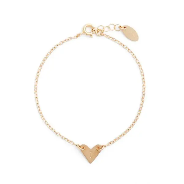 NASHELLE Initial Heart Bracelet - Gold-t