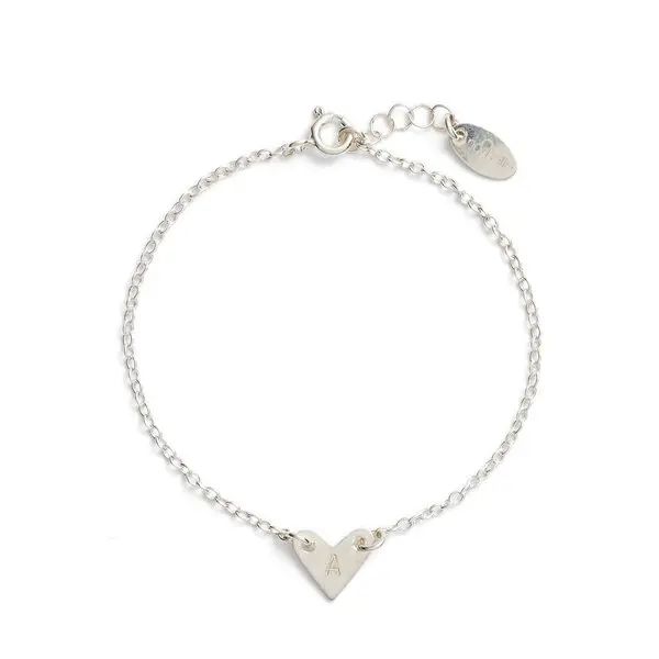 NASHELLE Initial Heart Bracelet - Silver-a