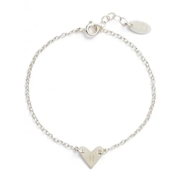 NASHELLE Initial Heart Bracelet - Silver-h