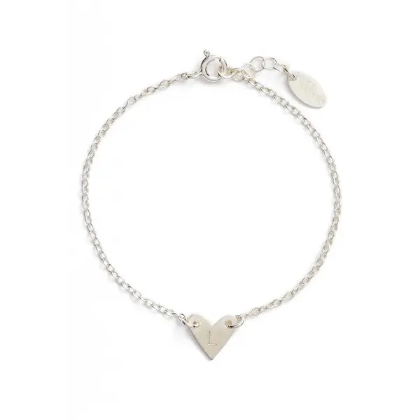 NASHELLE Initial Heart Bracelet - Silver-l