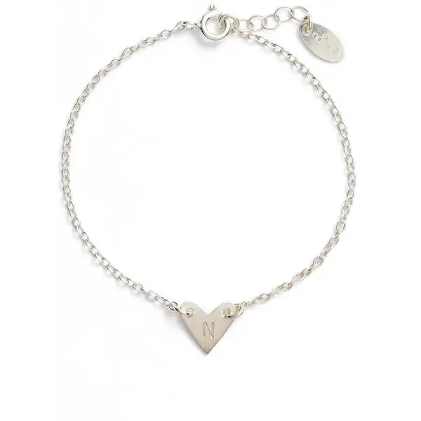 NASHELLE Initial Heart Bracelet - Silver-n