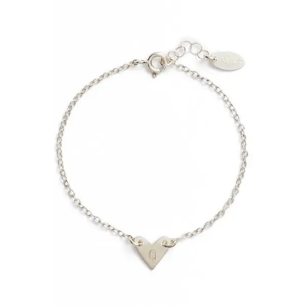 NASHELLE Initial Heart Bracelet - Silver-q