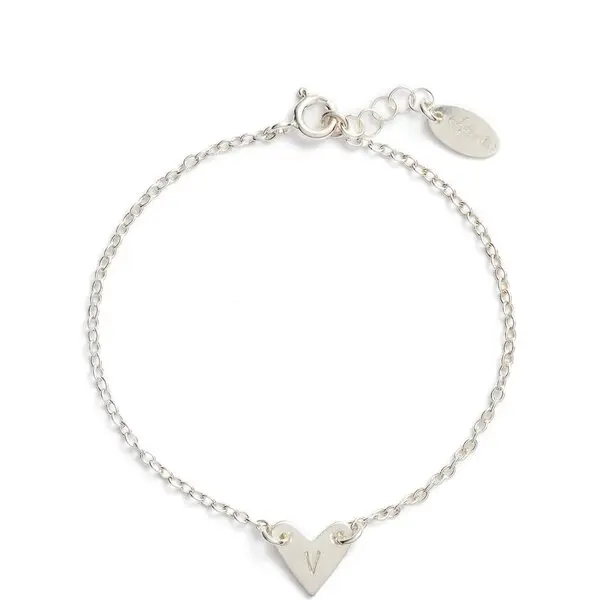 NASHELLE Initial Heart Bracelet - Silver-v