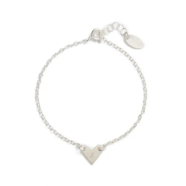 NASHELLE Initial Heart Bracelet - Silver-x