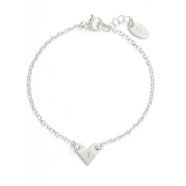NASHELLE Initial Heart Bracelet - Silver-y