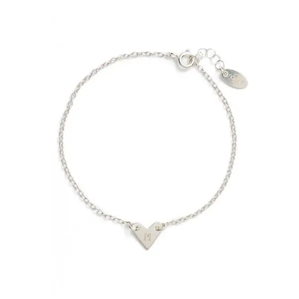 NASHELLE Initial Heart Bracelet - Silver