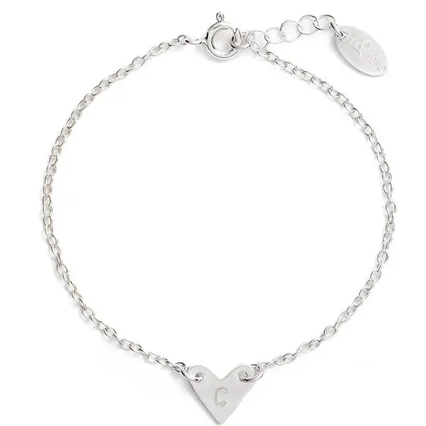 NASHELLE Initial Heart Bracelet - Silver