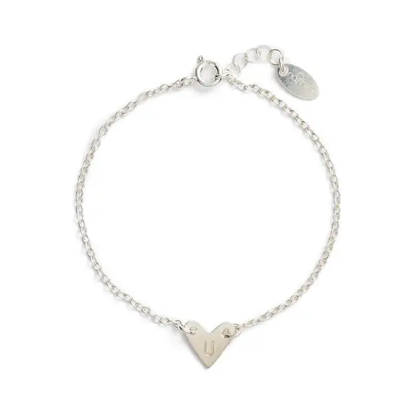 NASHELLE Initial Heart Bracelet - Silver
