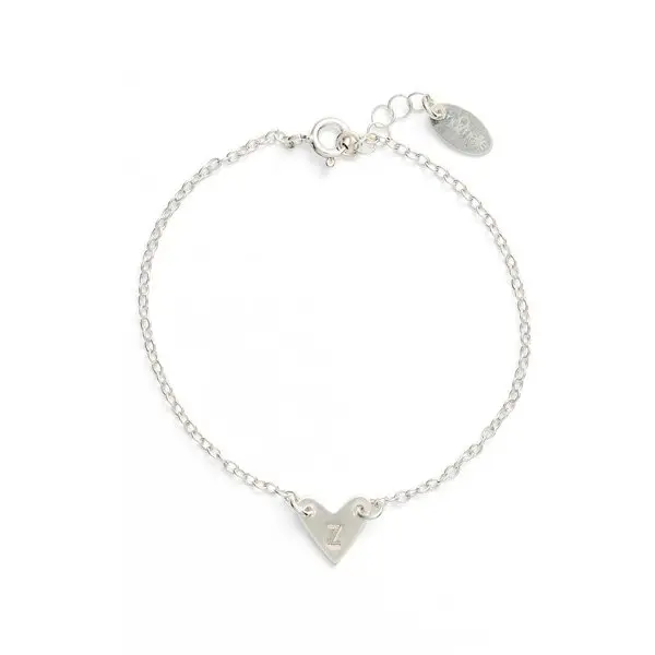 NASHELLE Initial Heart Bracelet - Silver