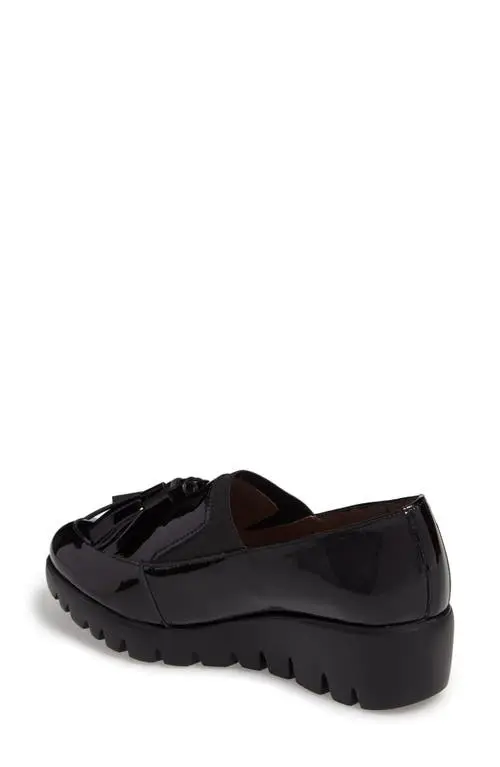 WONDERS Talla Loafer Wedge - Black Patent Leather